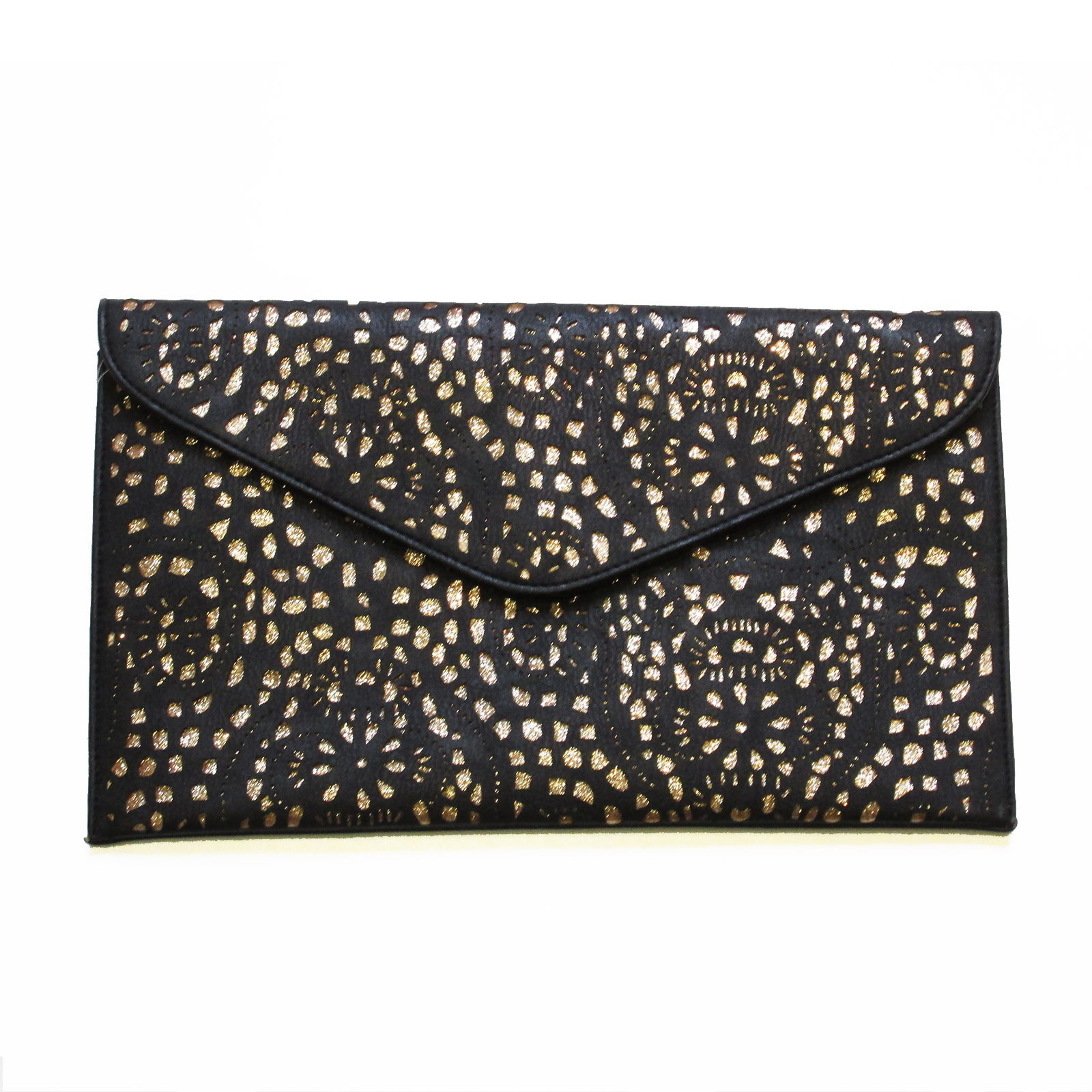 Laser Cut Envelope Clutch w/Metallic Gold Glitter Underlay