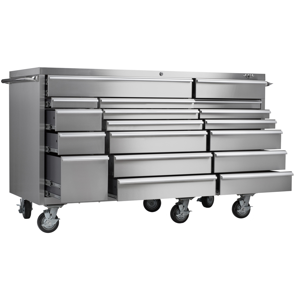 Viper Tool Storage 72-inch 18 Drawer PRO Series 304 Stainless Steel ...