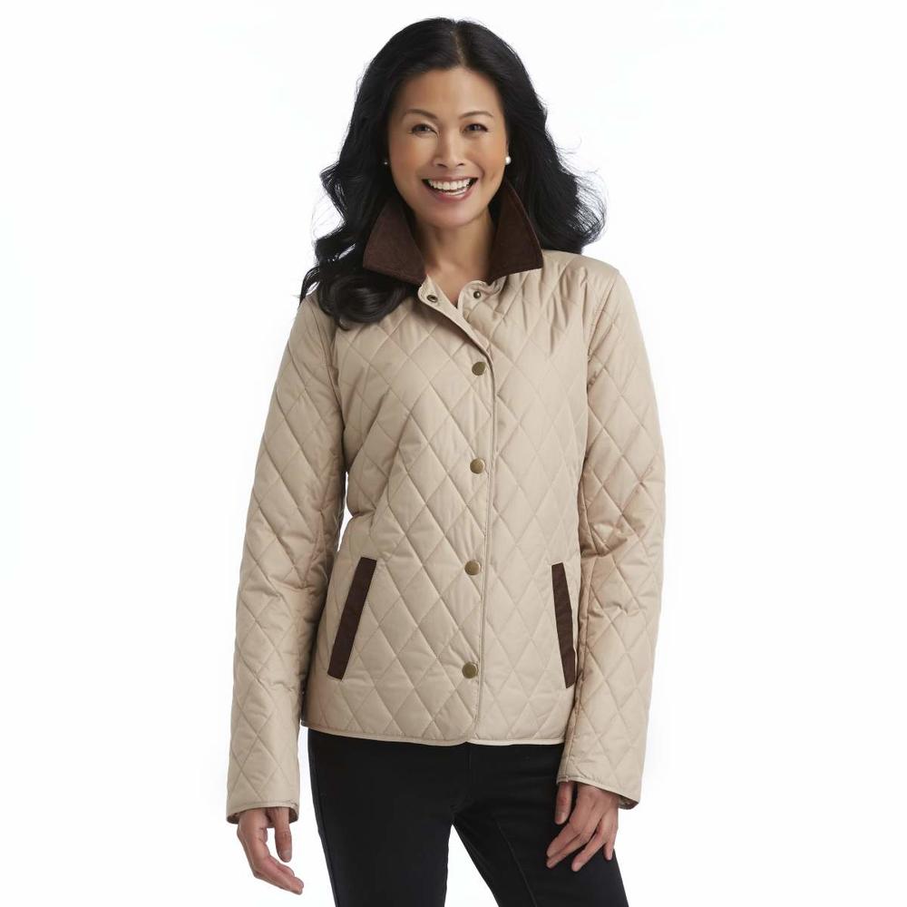 Laura Scott Women's Snap-Front Diamond Quilted Jacket