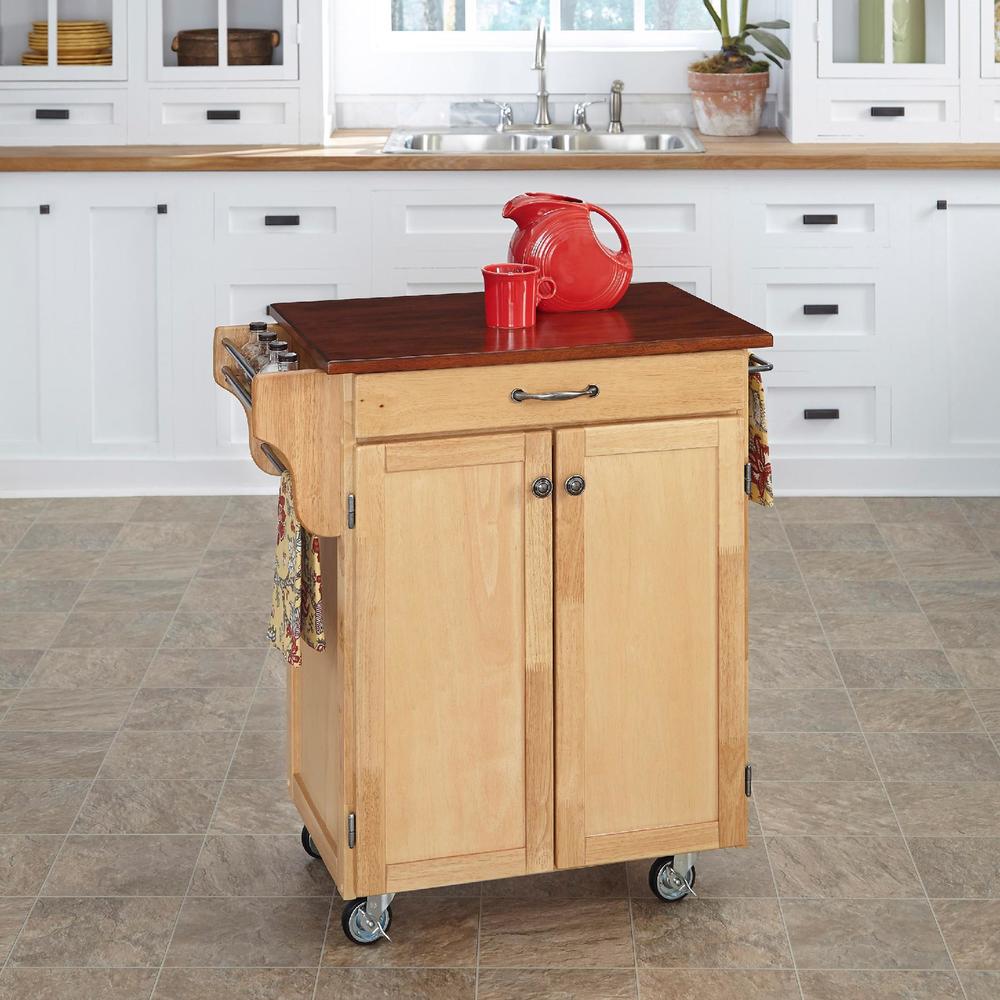 Home Styles Cuisine Cart Natural Finish with Cherry Top