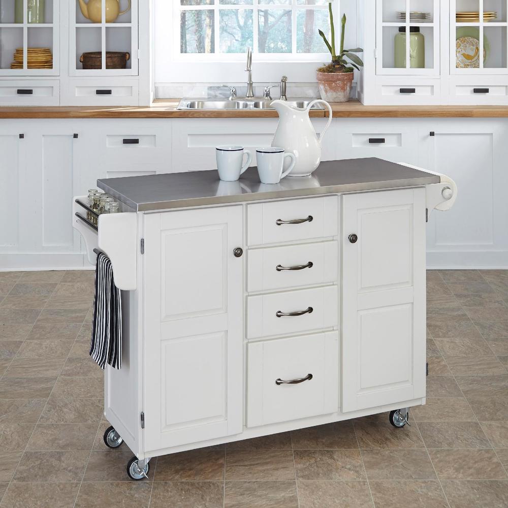 Home Styles Create-A-Cart Large Cart - White Finish with Stainless ...