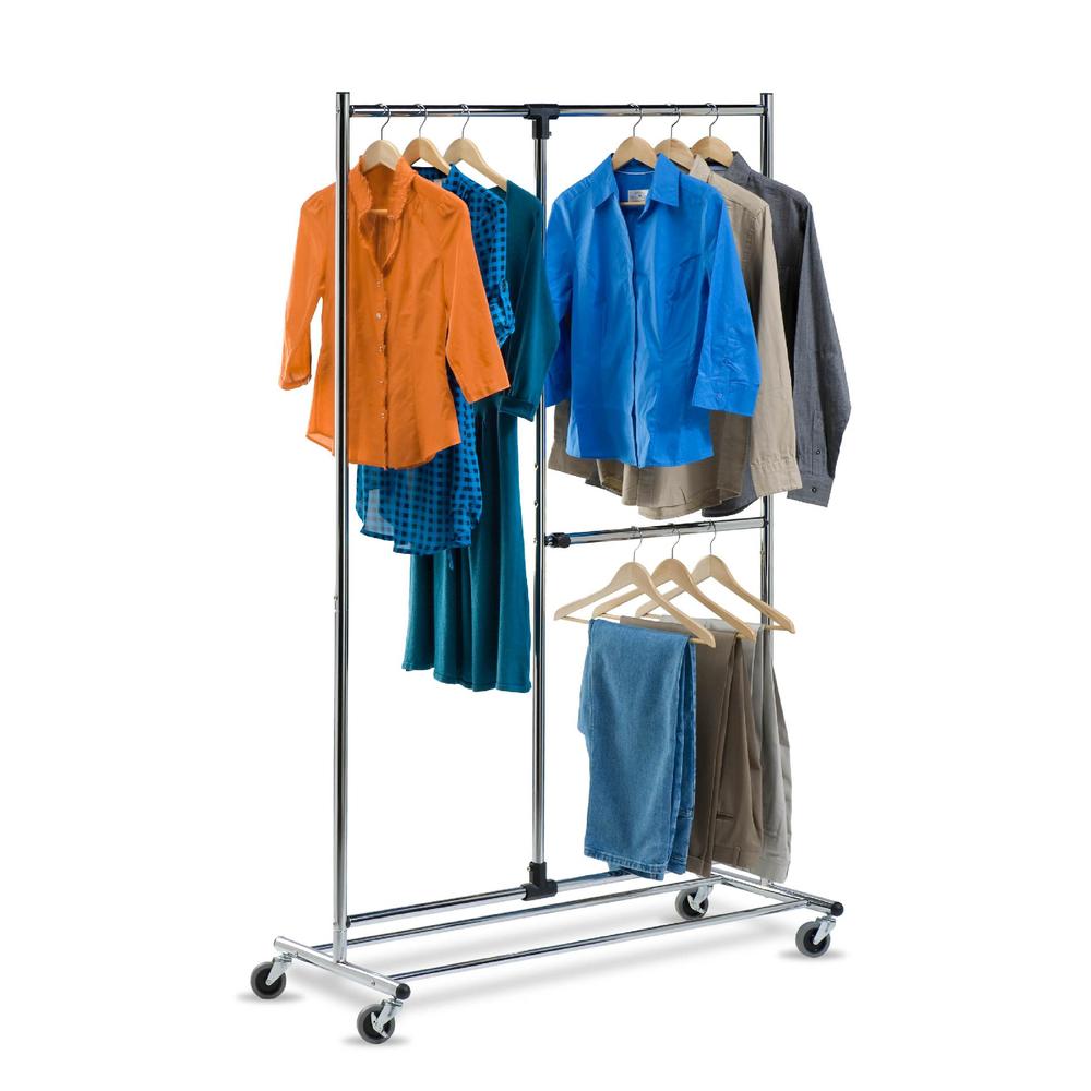 Honey Can Do 80" Dual Bar Chrome Adjustable Garment Rack