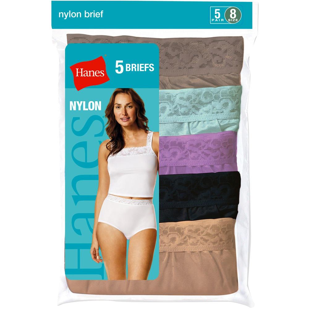 Hanes Womens Nylon Brief Panty 5pk Assorted Colors