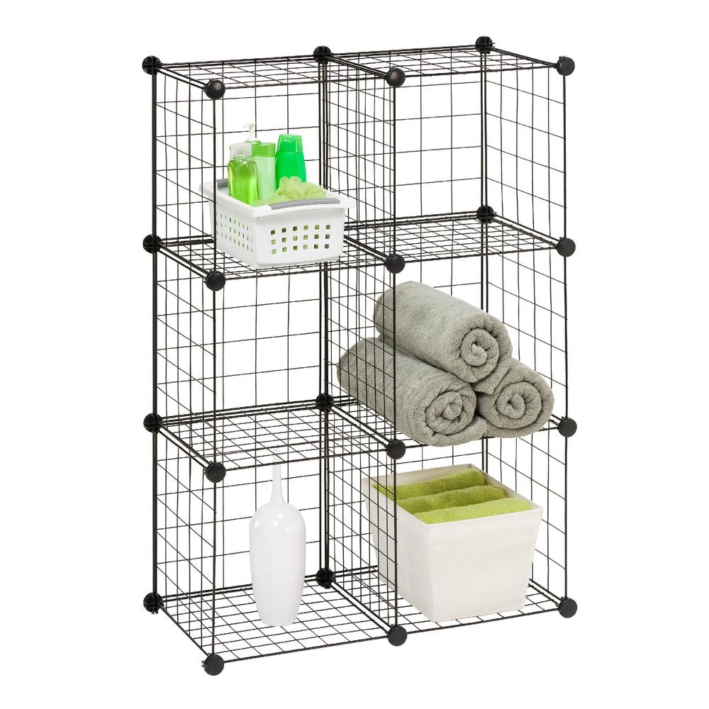 Honey Can Do 6 Pack Modular Mesh Storage Cube, Black