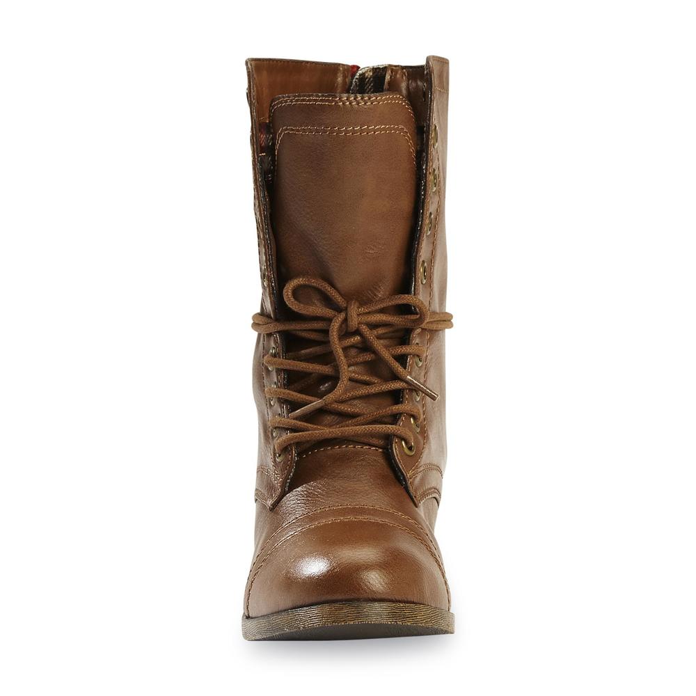 Bongo Women's Estie Fold-Over Cognac Combat Boot
