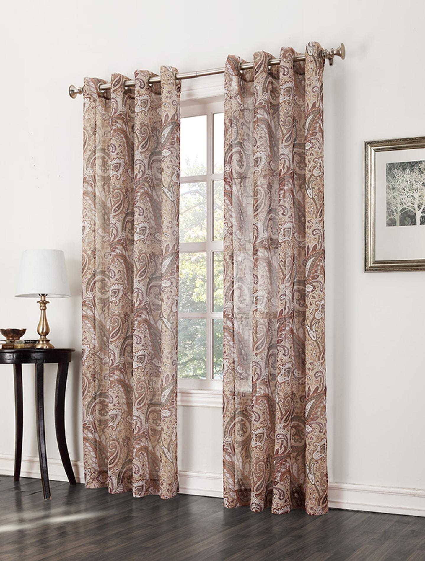 Jaclyn Smith Celeste Print Textured Semi-Sheer Grommet Window Panel ...