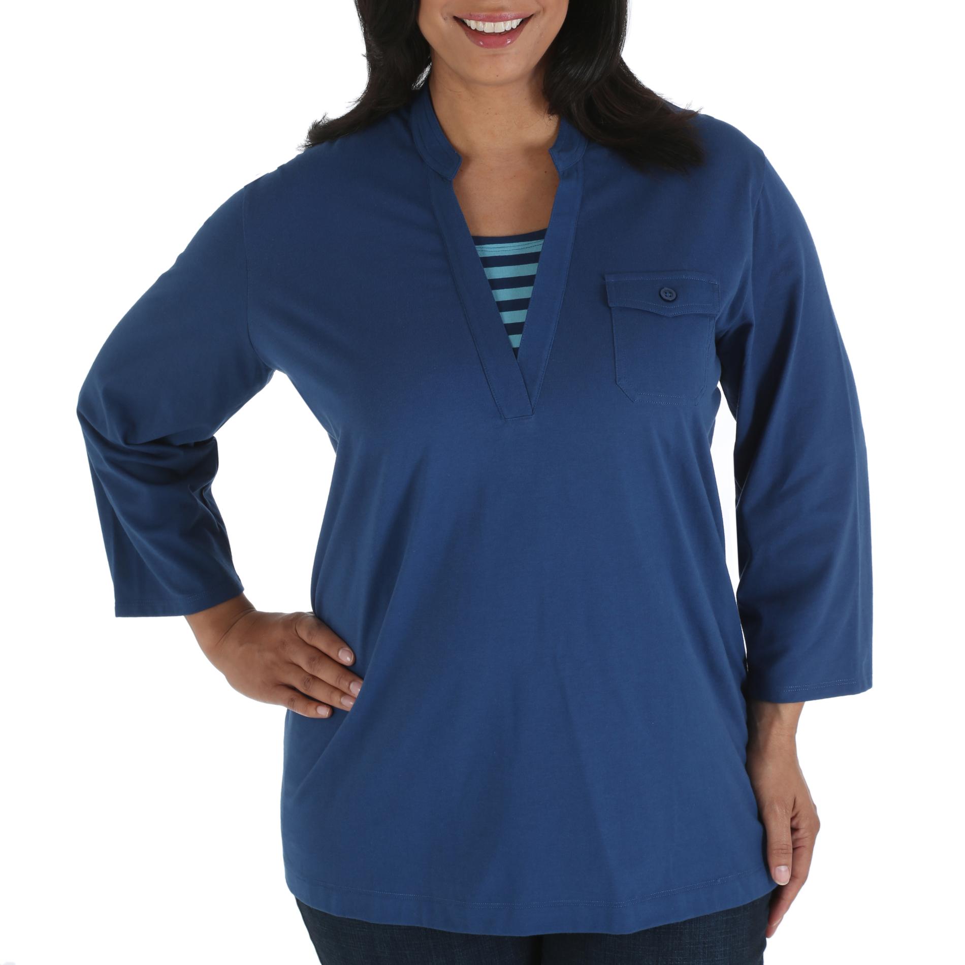 Chic Womens Plus Layered Look Tunic Top