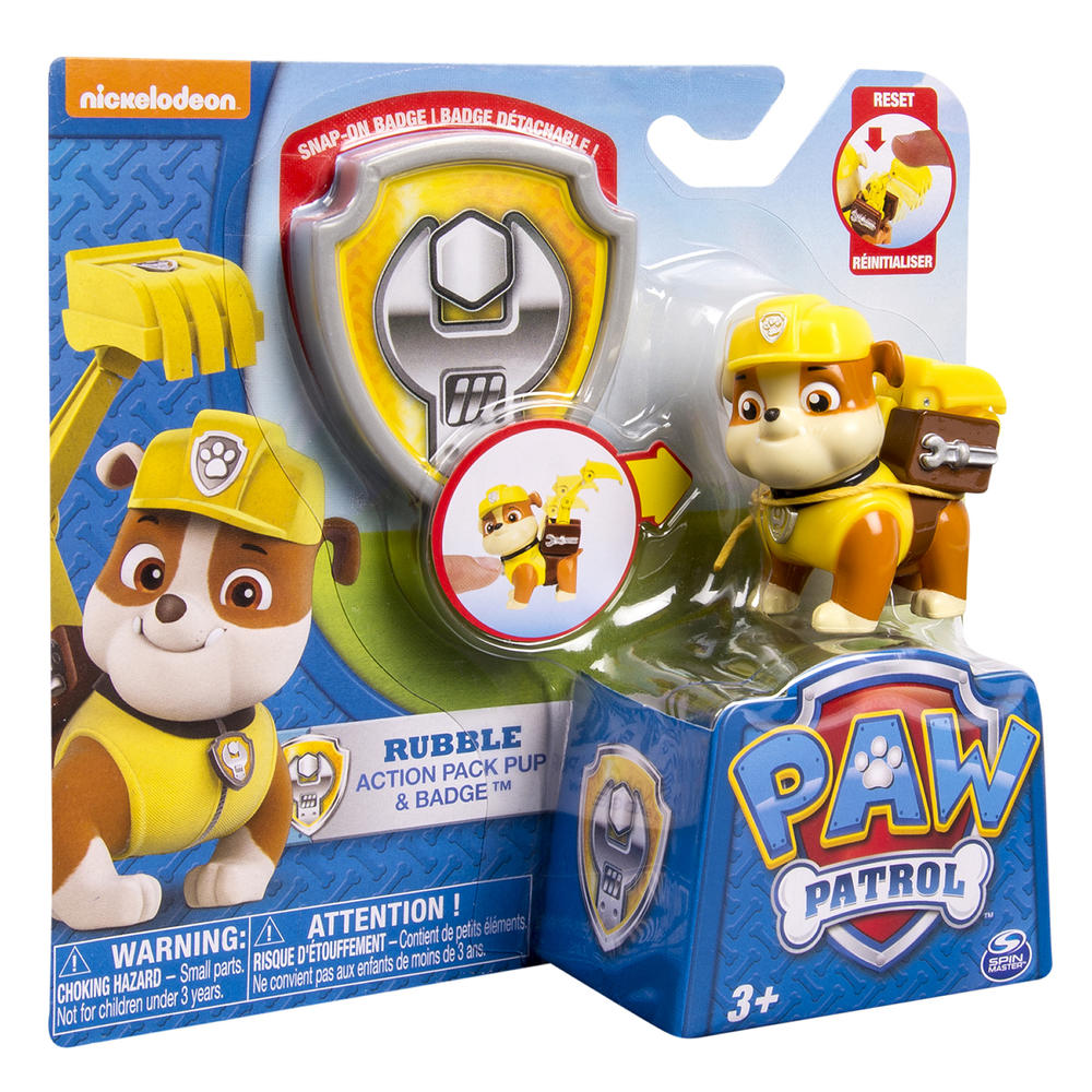 Paw Patrol - Action Pack Pup & Badge - Rubble