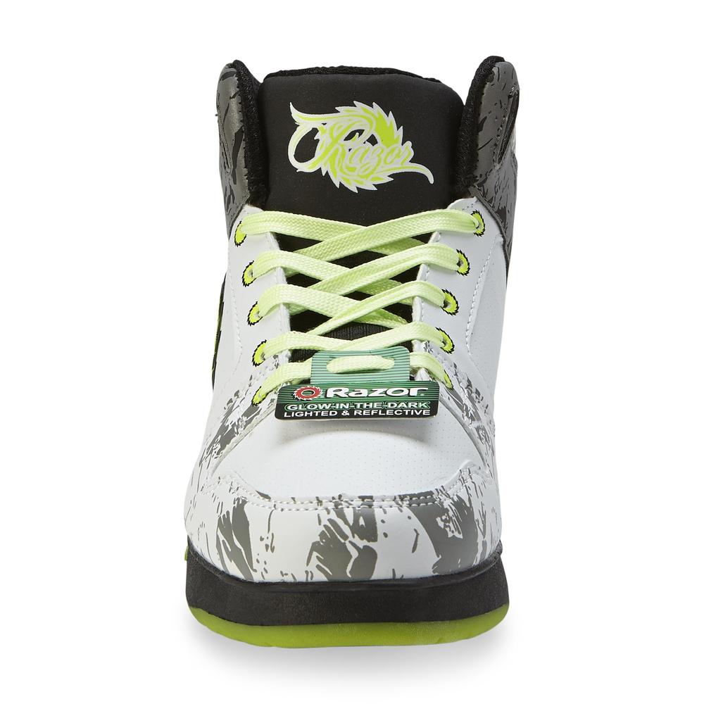 Razor® Boy's Razor Glow Light Up Mid-Top Athletic Shoe - White/Silver