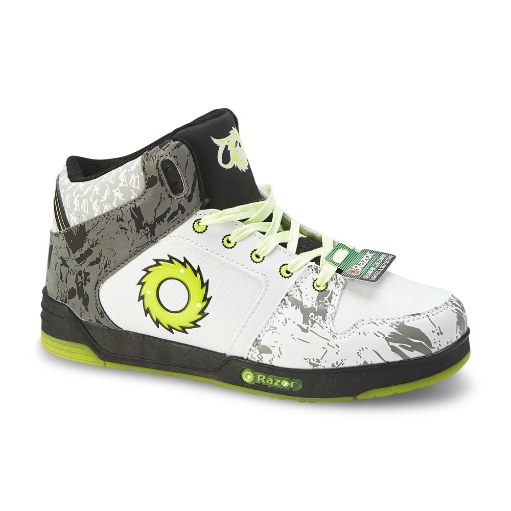 Razor® Boy's Razor Glow Light Up Mid-Top Athletic Shoe - White/Silver