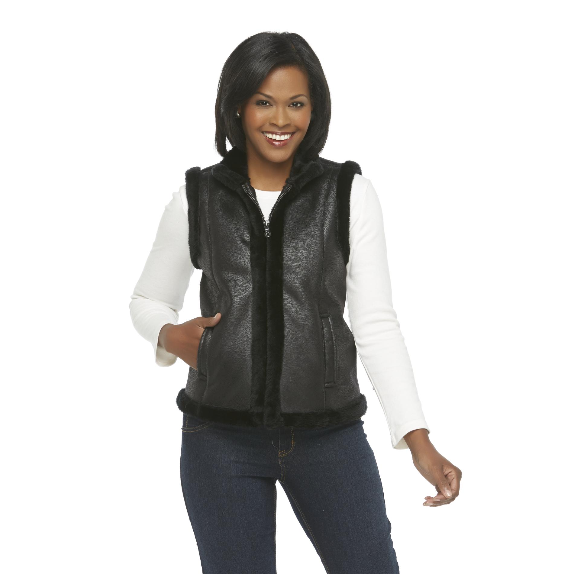 Jaclyn Smith Women's Faux Shearling Vest - Snakeskin