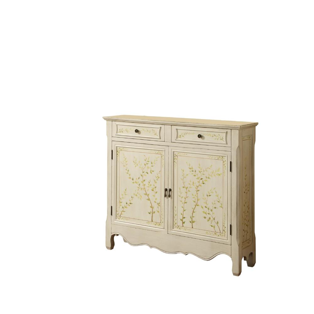 L Powell White Hand Painted 2-Door Console