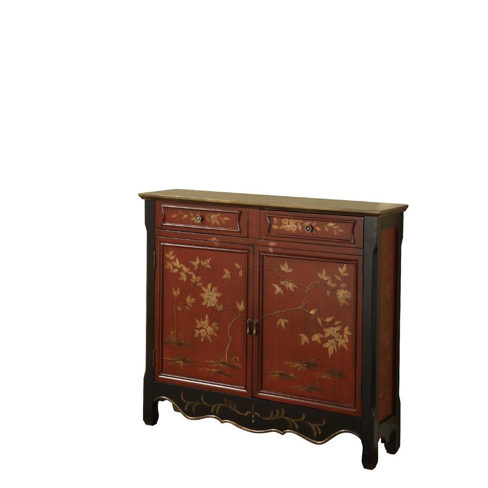 L Powell Red Oriental 2-Door Console