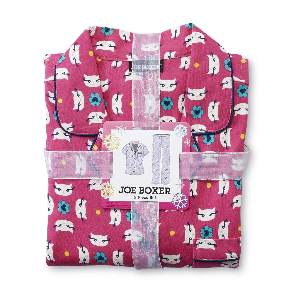 Joe Boxer Women's Short-Sleeve Knit Pajamas - Cats