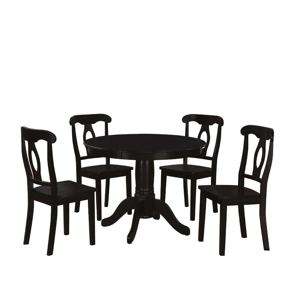 Dorel Home Furnishings Aubrey 5-piece Black Traditional Height Pedestal Dining Set