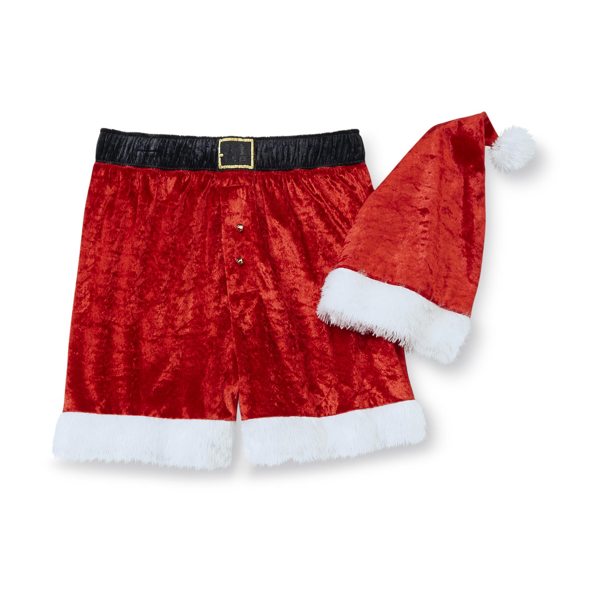 Joe Boxer Men's Christmas Boxer Shorts & Santa Hat