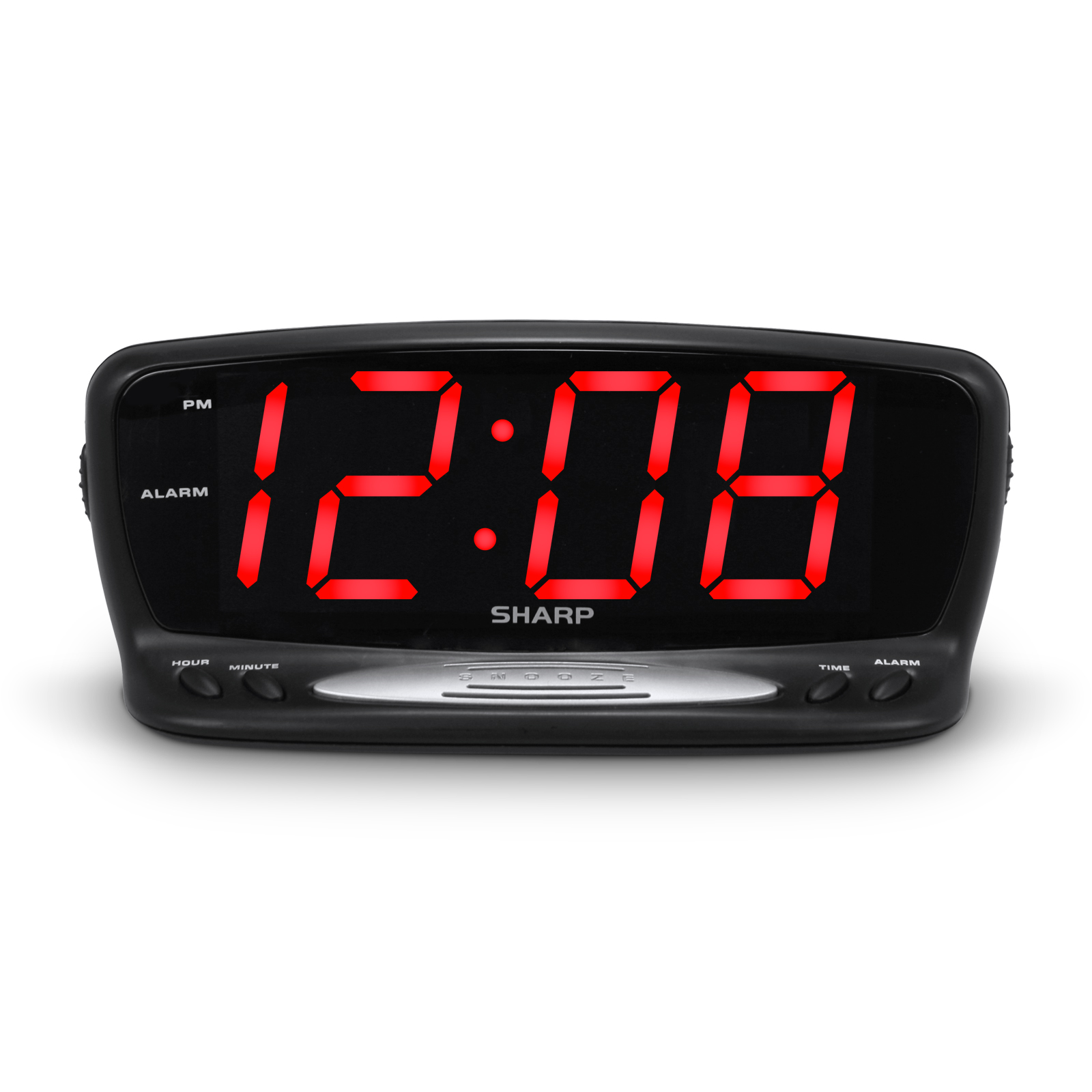 Sharp alarm clock with large 2.0" red LED display
