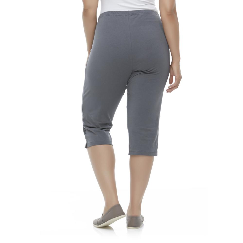 Basic Editions Women's Plus Knit Capri Pants
