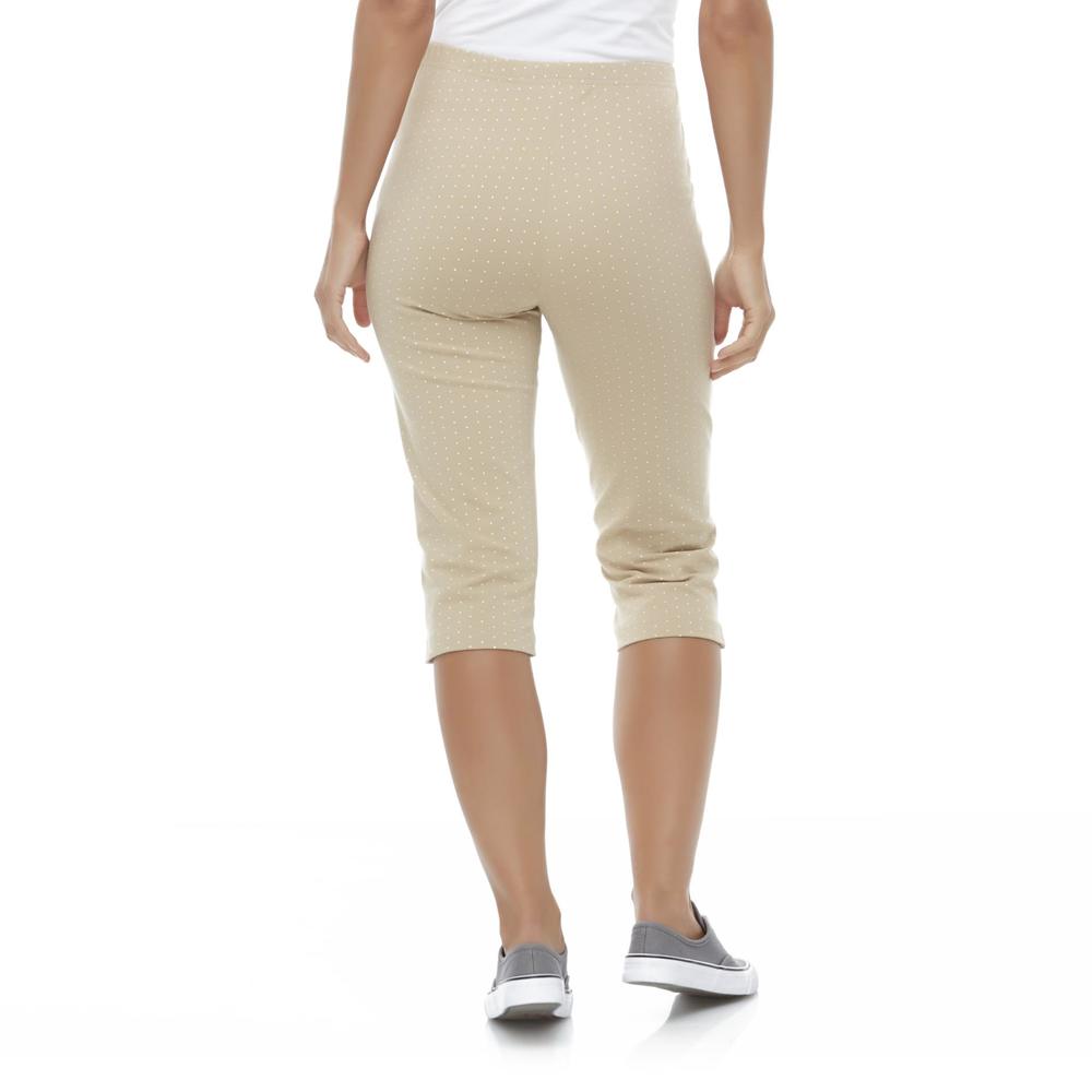 Basic Editions Women's Knit Capri Pants - Polka Dot