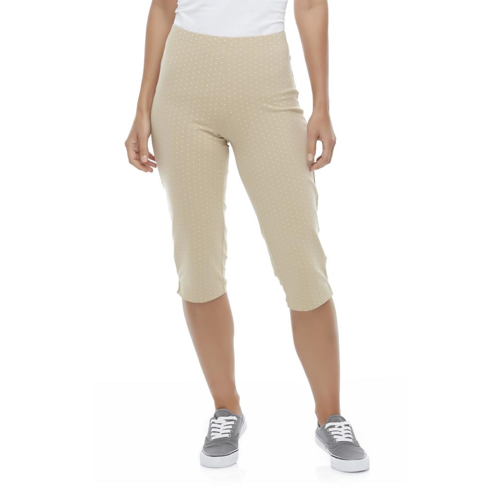 Basic Editions Women's Knit Capri Pants - Polka Dot