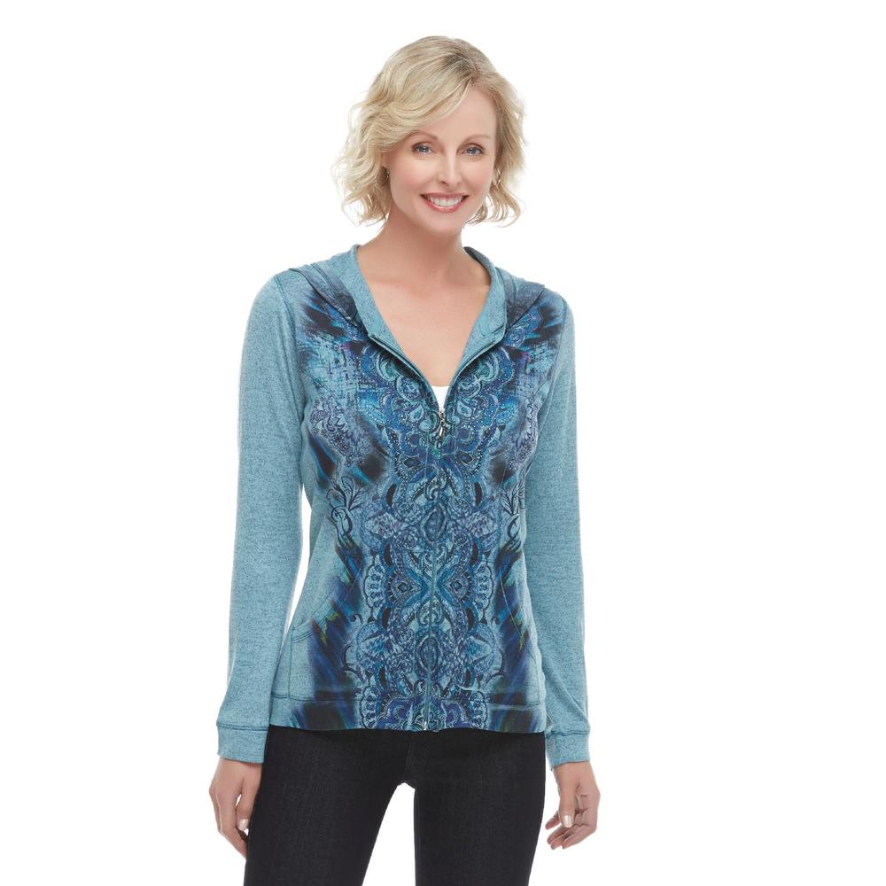 Live and Let Live Women's Studded Hoodie Jacket - Paisley