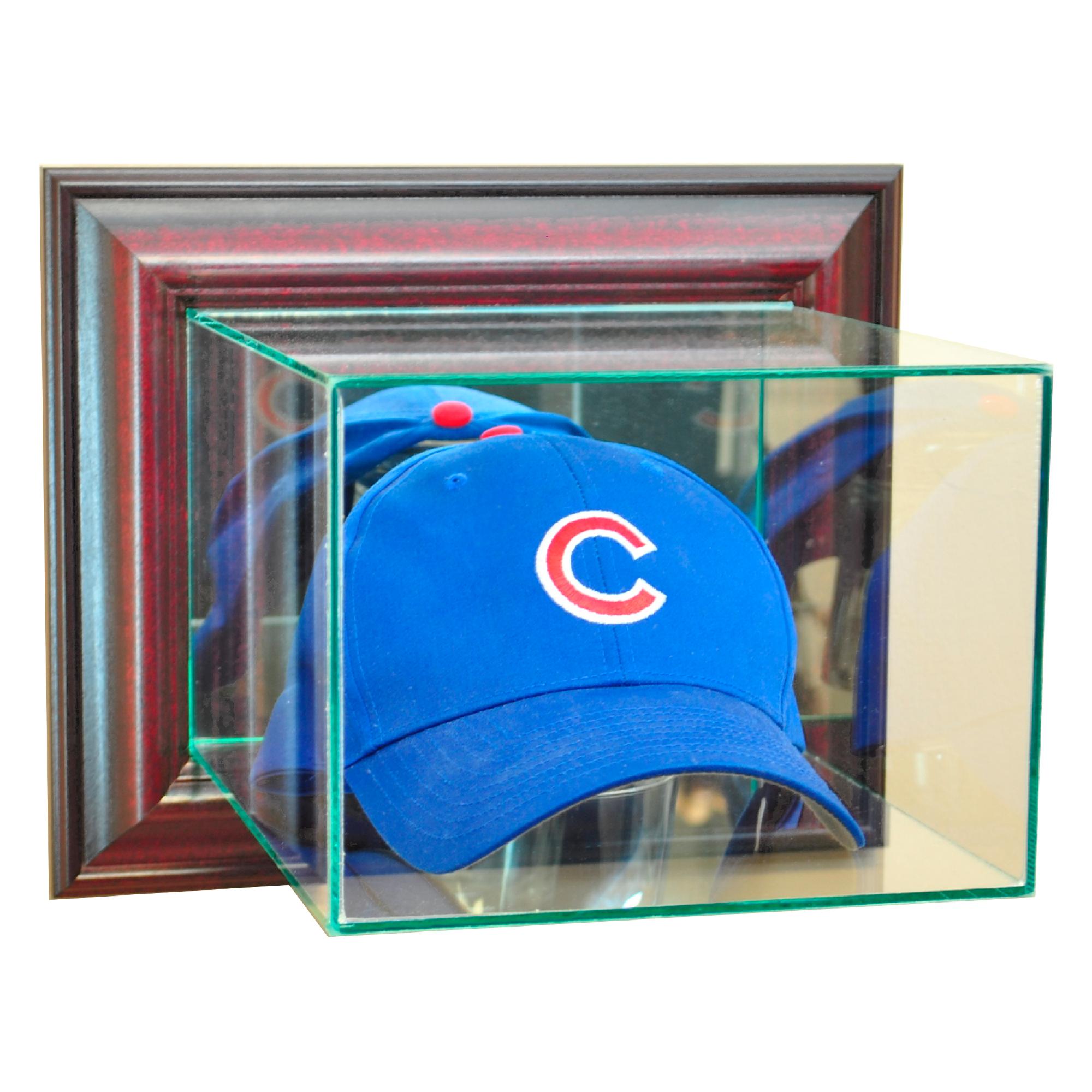 Perfect Cases Wall Mounted Cap and Hat Display Case with Cherry Finish