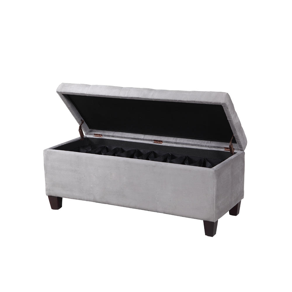 Linon Carmen Shoe Storage Ottoman. Grey