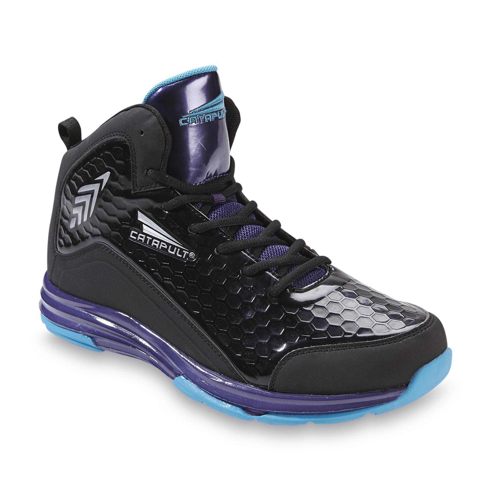 CATAPULT Men's Cornerman Black/Purple/Neon Blue High-Top Basketball Shoe