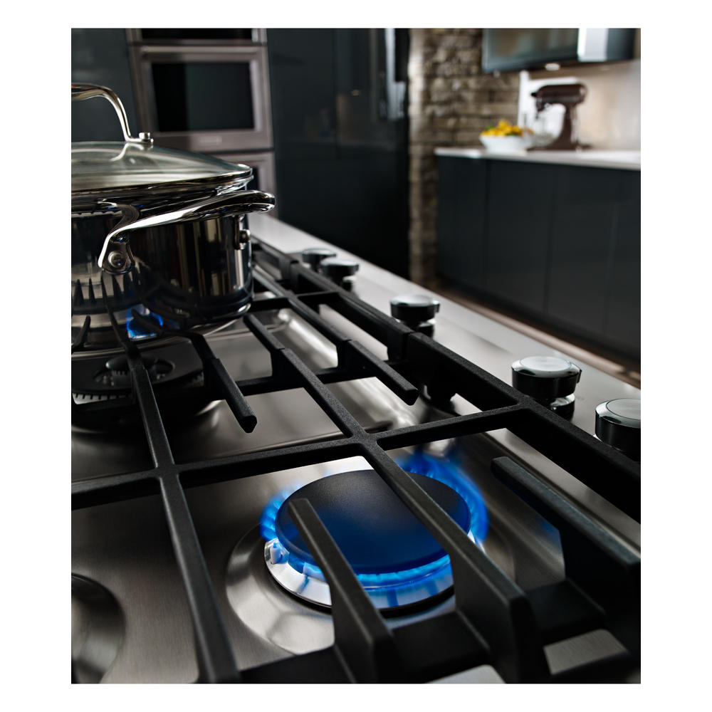 KitchenAid KCGS556ESS 36" Gas Cooktop w/ 20K BTU Professional Dual Ring ...