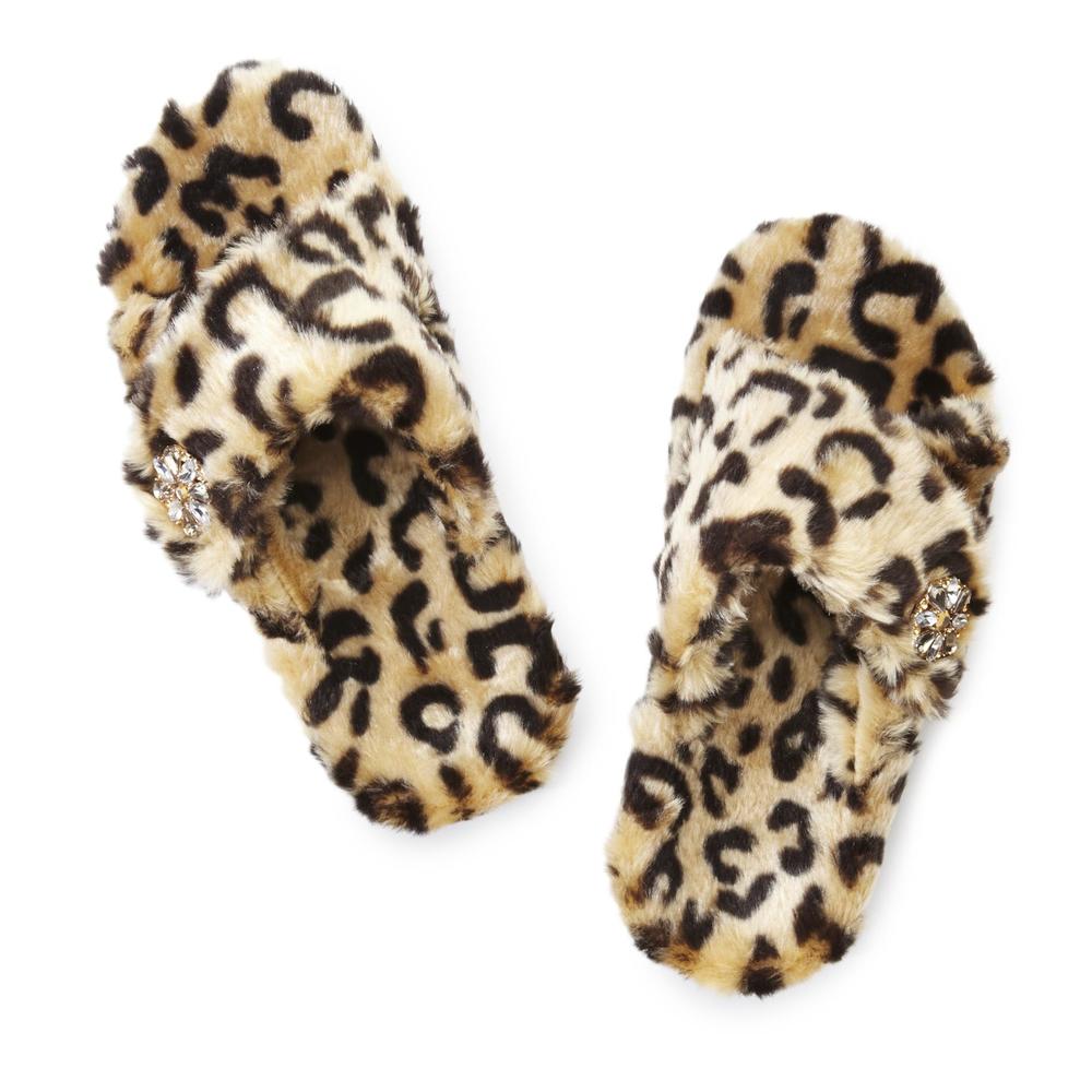 Vionic Women's Leopard Print Plush Fleece Slipper
