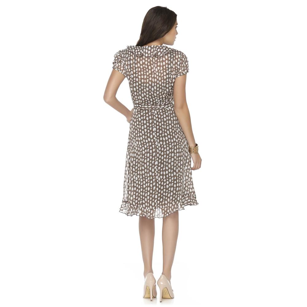 Covington Women's Chiffon Party Dress & Belt - Dots