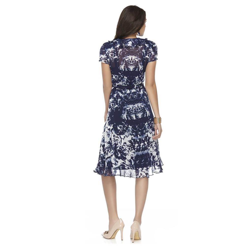 Covington Women's Chiffon Party Dress & Belt - Abstract