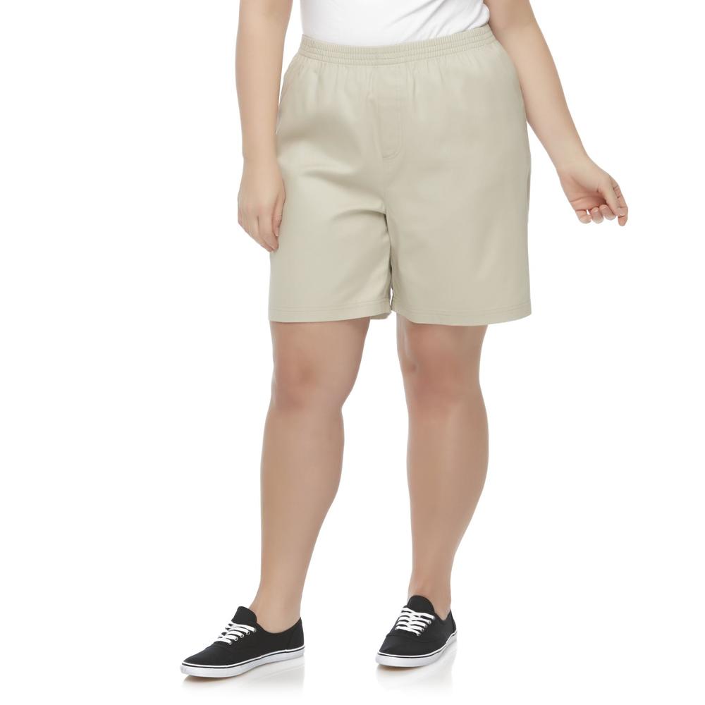 Basic Editions Womens Plus Twill Capri Pants