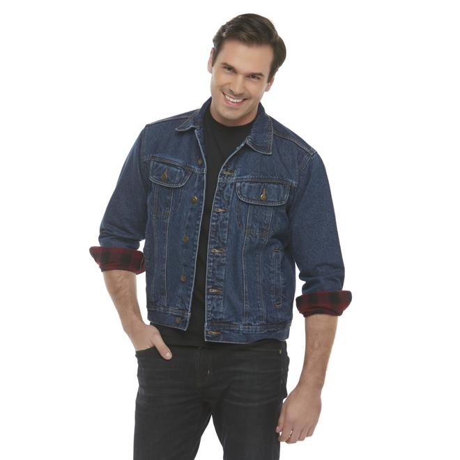 Wrangler Mens Lined Denim Jacket Plaid