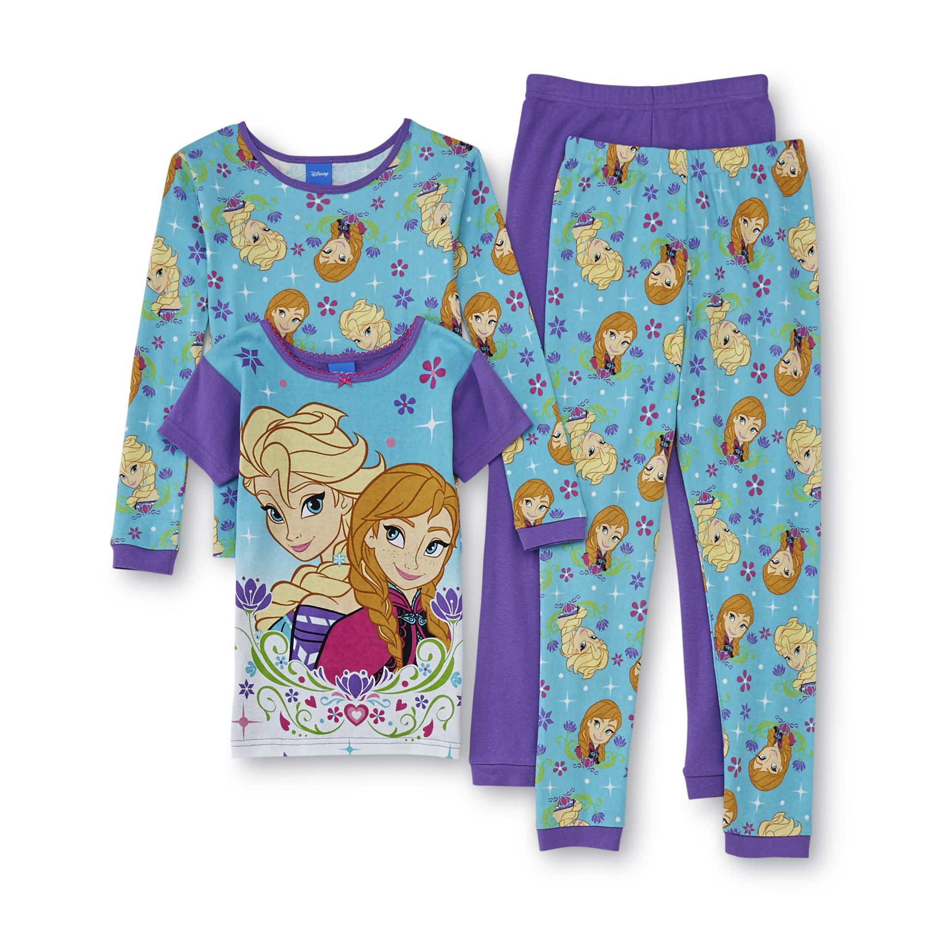 Disney Frozen Girls 2 Pairs Pajamas Anna And Elsa