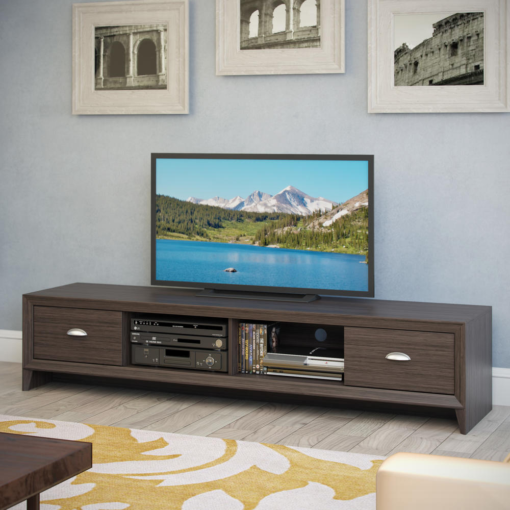 CorLiving Lakewood Extra Wide TV Bench in Modern Wenge Finish, for TVs ...