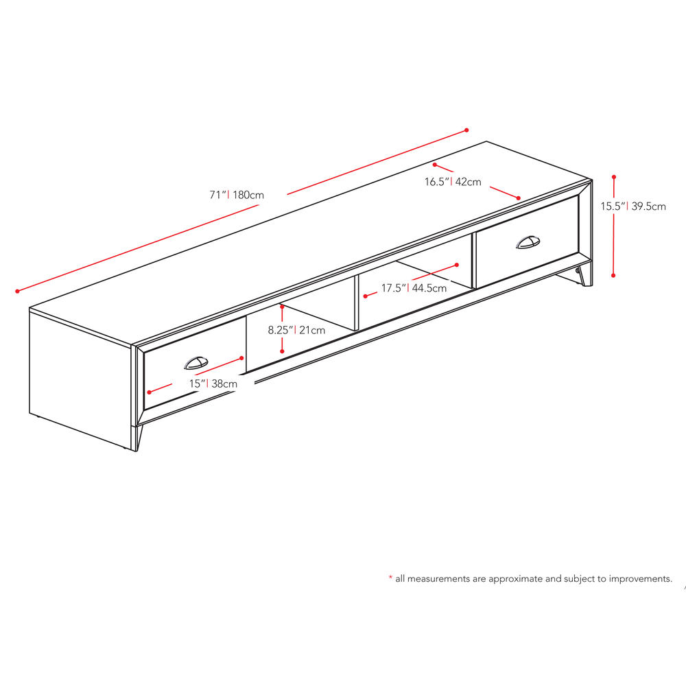 CorLiving Lakewood Extra Wide TV Bench in Modern Wenge Finish, for TVs ...