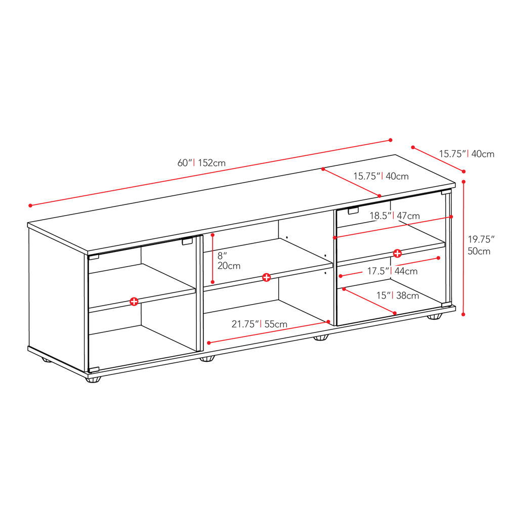 CorLiving Fiji 60" Wide Television / Component Bench in Ravenwood Black