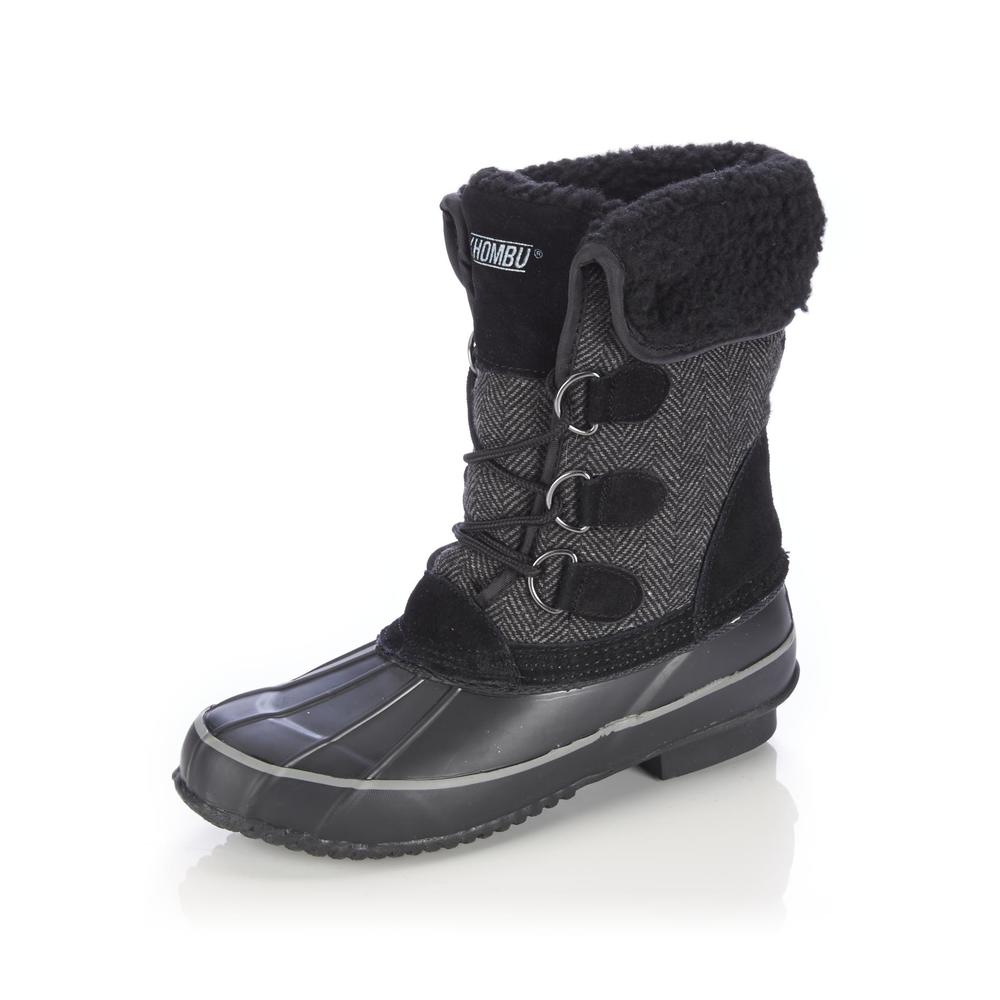 Khombu Women's Corrine Black/Herringbone Insulated Waterproof Winter Boot
