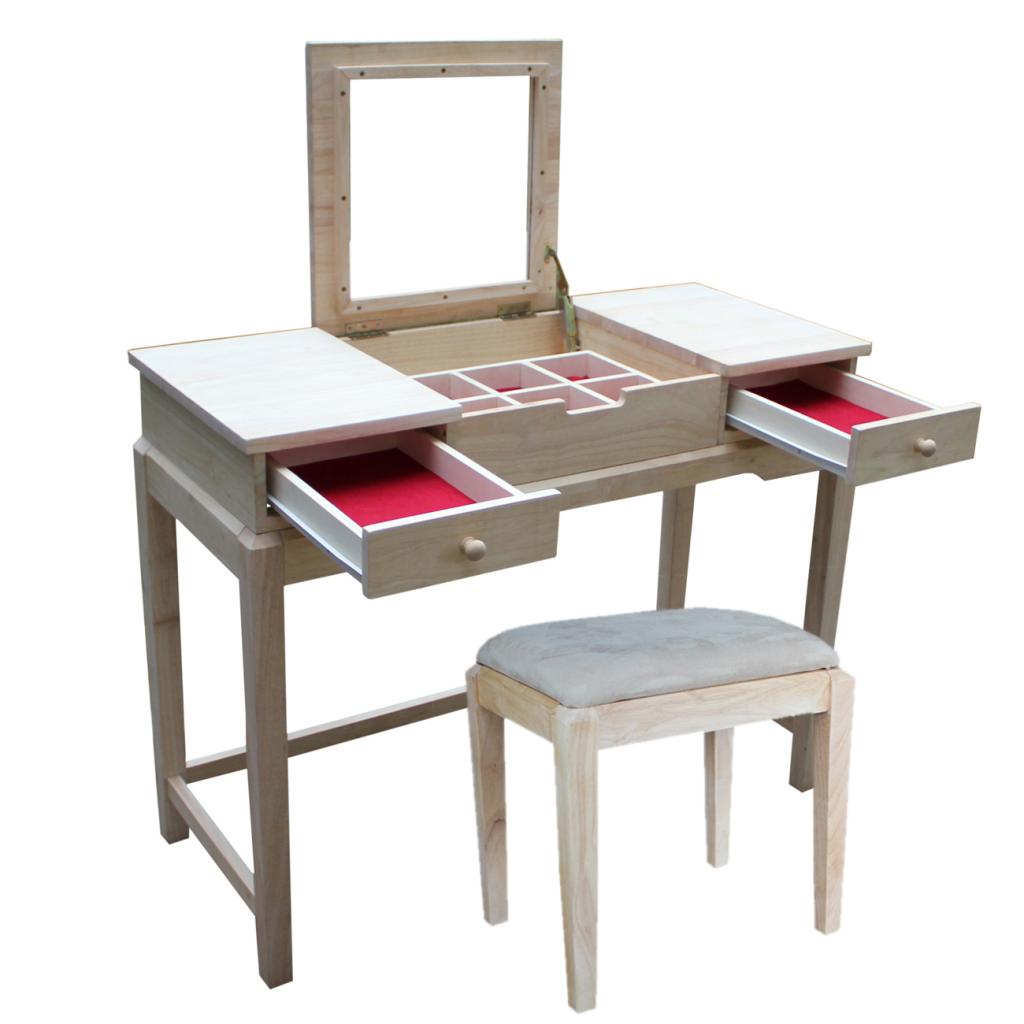Vanity Table with Bench Unfinished
