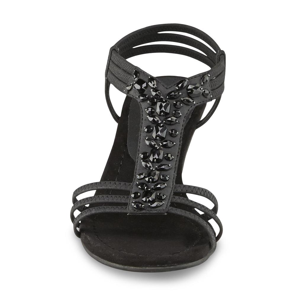 Jaclyn Smith Womens Tillie Black Wedge Dress Sandal
