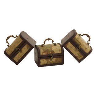 Decorative Trunk Chests With Map Design Set of Three