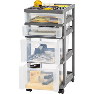 Iris 4-Drawer Storage Cart with Organizer Top