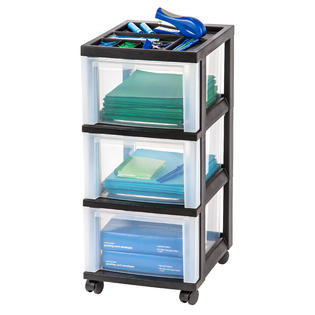 Iris 3-Drawer Storage Cart with Organizer Top