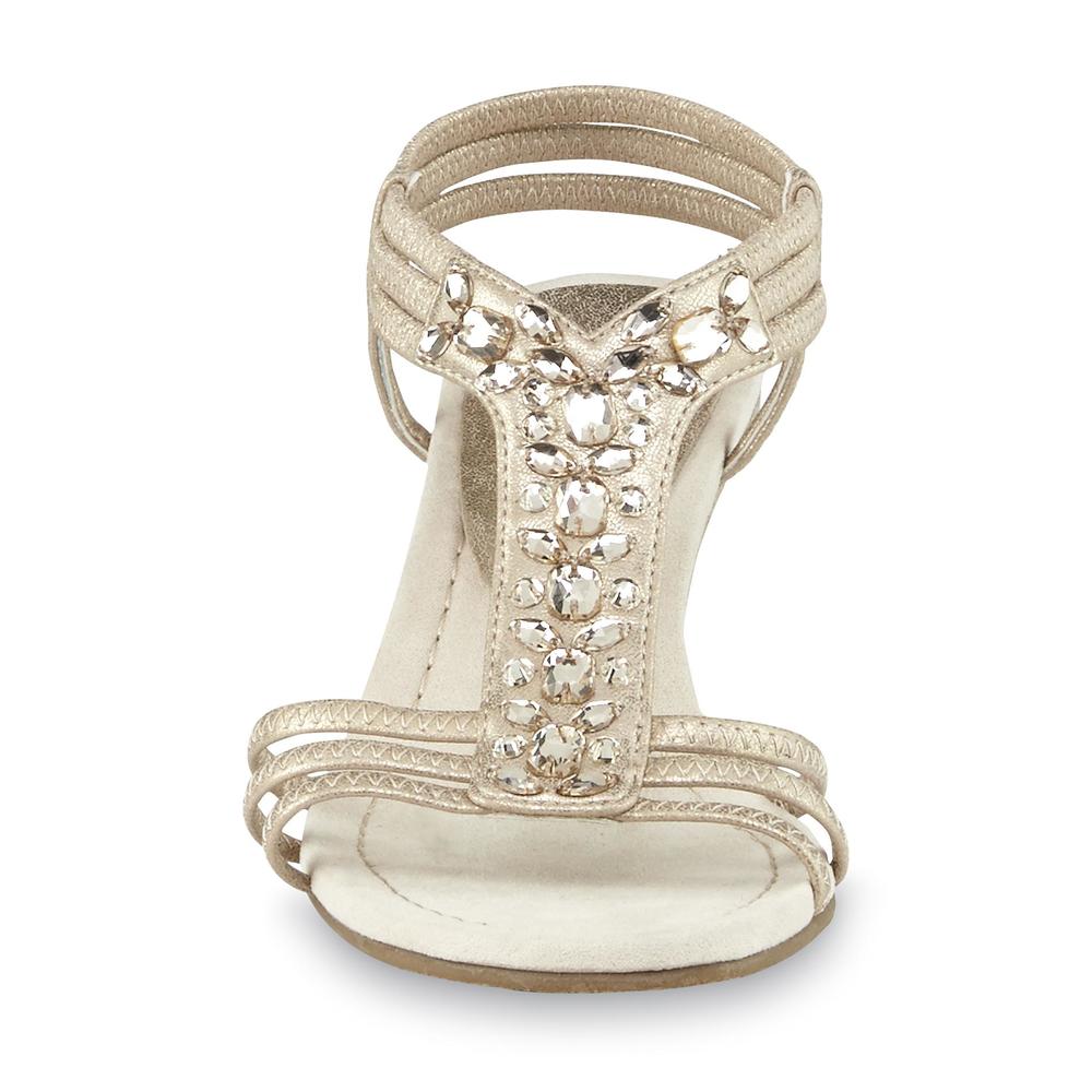 Jaclyn Smith Womens Tillie Champagne Wedge Dress Sandal