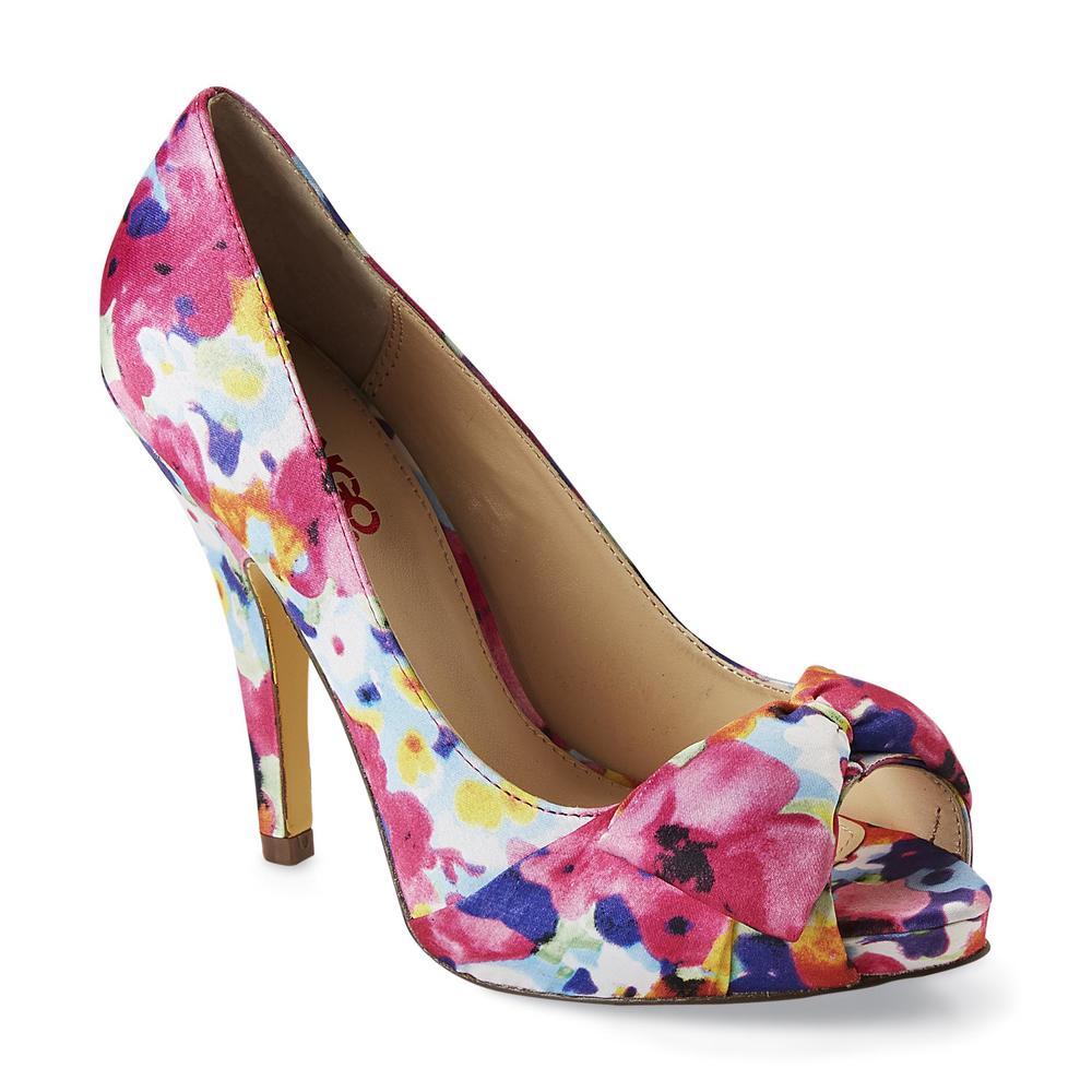 Bongo Women's Iris Multicolor Floral Print Peep-Toe Pump