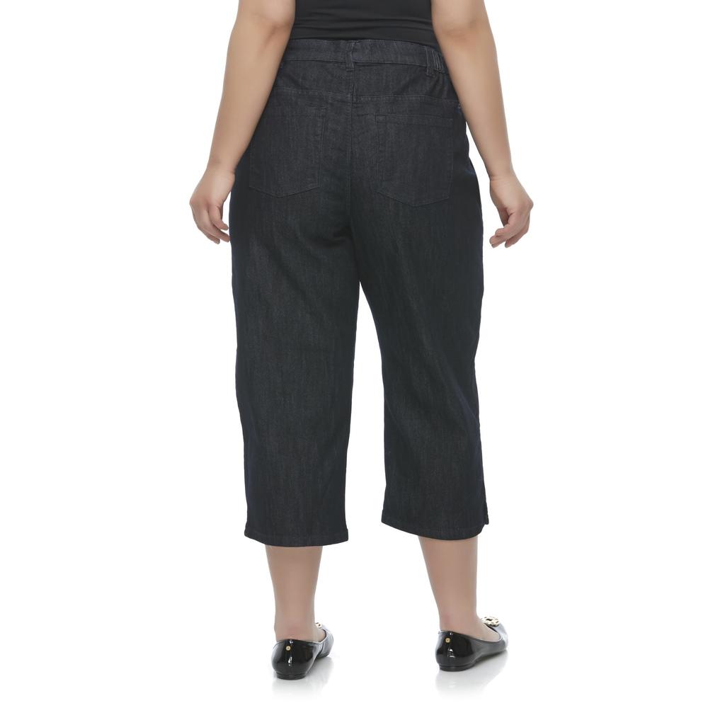 Basic Editions Women's Plus Denim Capri Pants