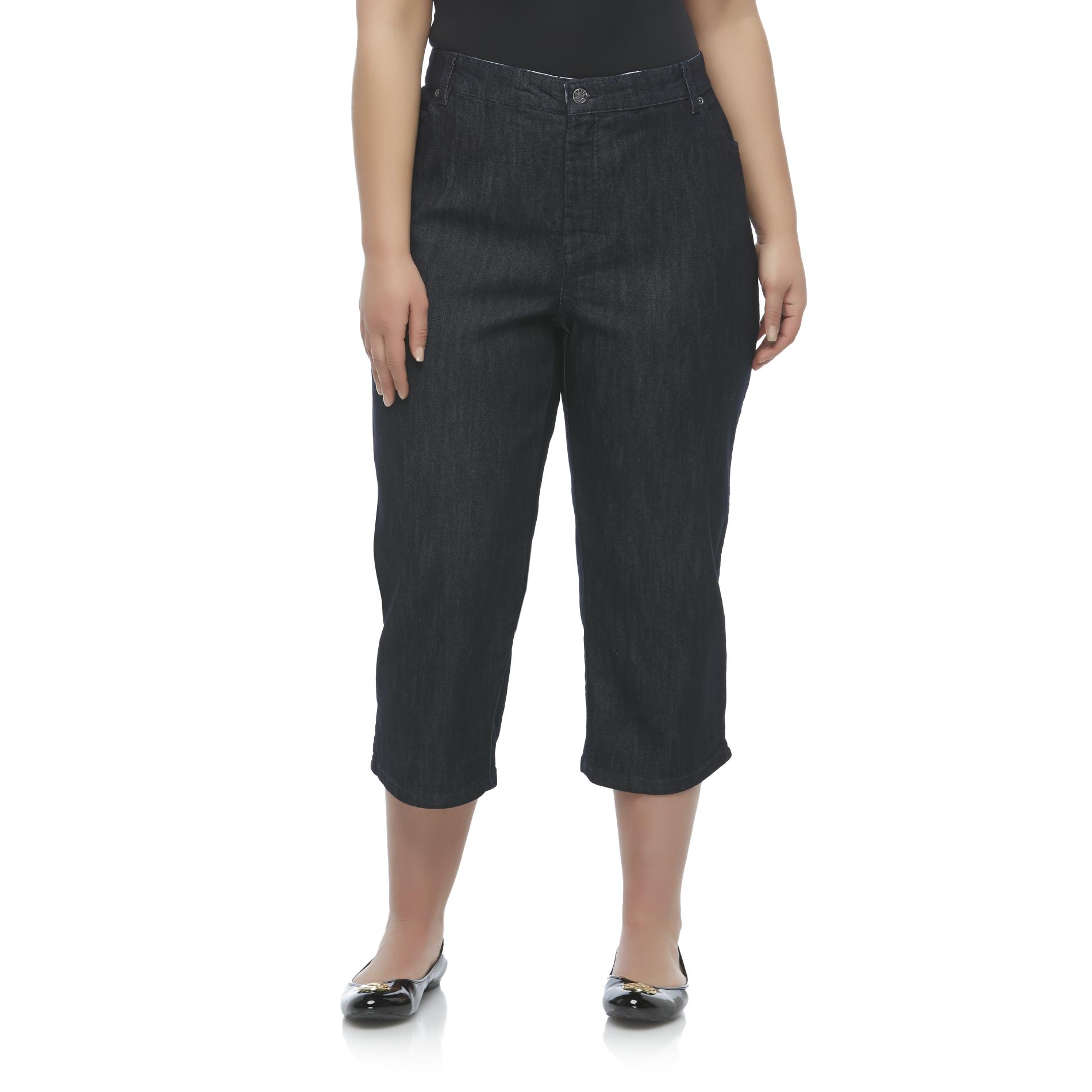 Basic Editions Women's Plus Denim Capri Pants
