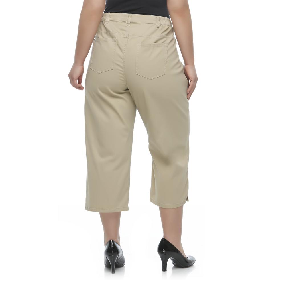Basic Editions Womens Plus Twill Capri Pants