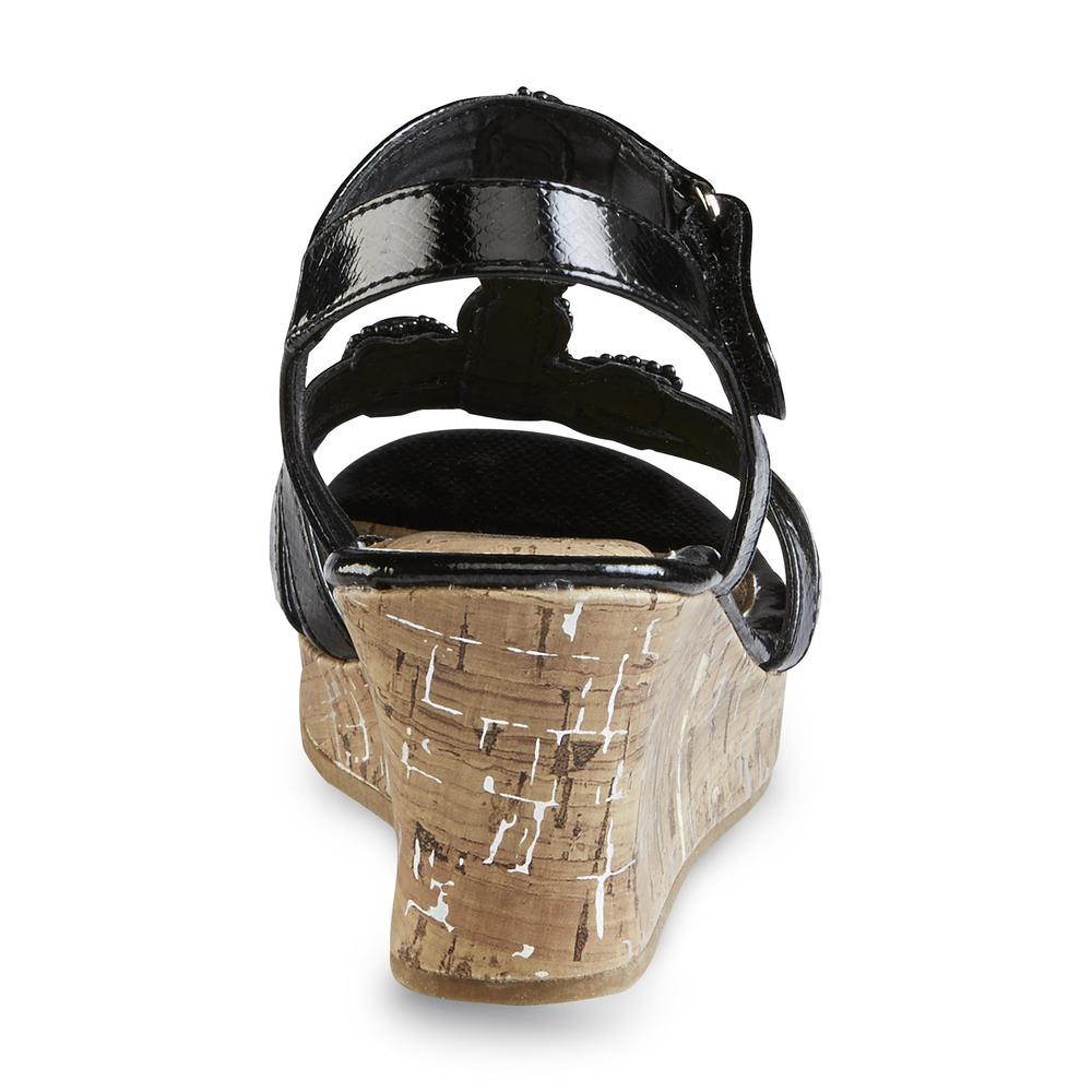 Bongo Girl's Olga Black Embellished Wedge Sandal